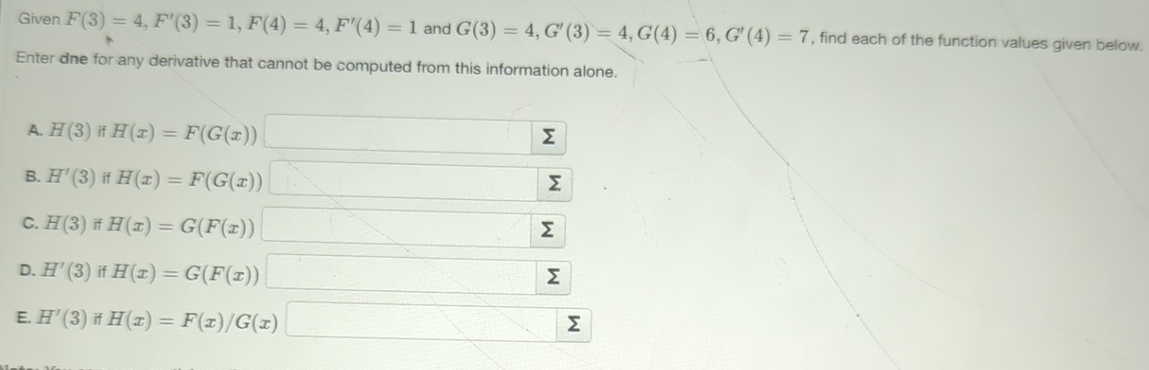 Solved Given F(3)=4,F'(3)=1,F(4)=4,F'(4)=1 ﻿and | Chegg.com