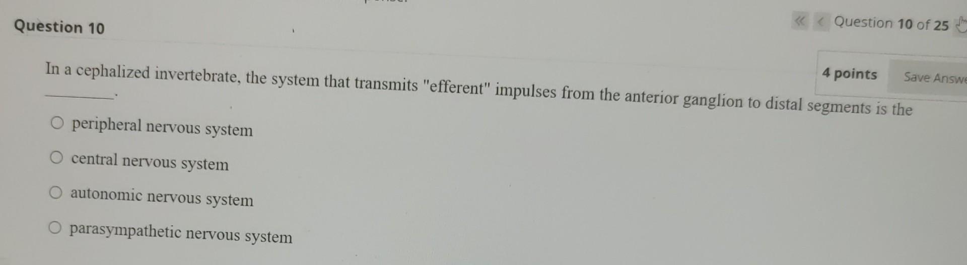 Solved Question 10 Question 10 of 25 h In a cephalized | Chegg.com
