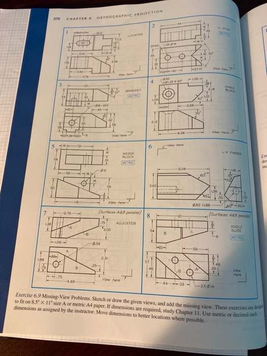 Solved 270 CHAPTER 6 ORTHOGRAPHIC PROJECTION 2 1 LOCATER оо | Chegg.com