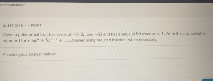 Solved ontent attribution QUESTION 8.1 POINT Given a | Chegg.com