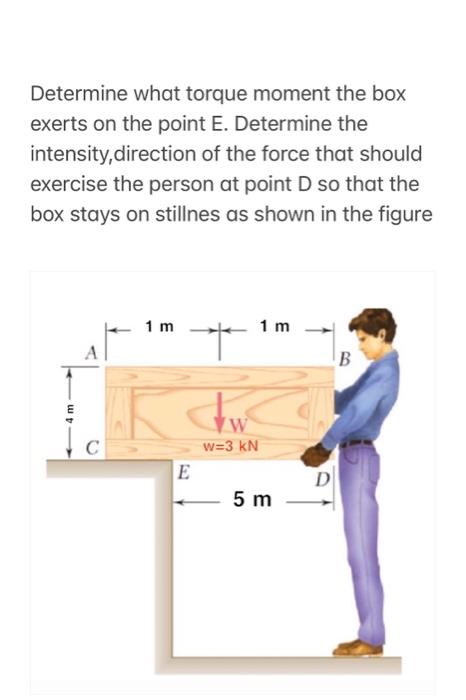 Solved Determine what torque moment the box exerts on the | Chegg.com