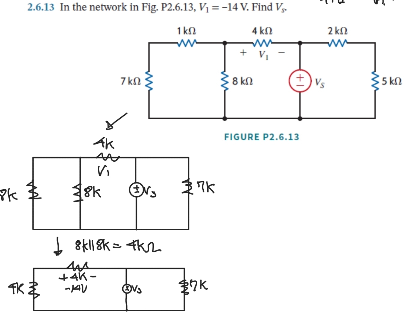 Solved 2.6.13 ﻿In the network in Fig. P2.6.13, V1=-14V. | Chegg.com