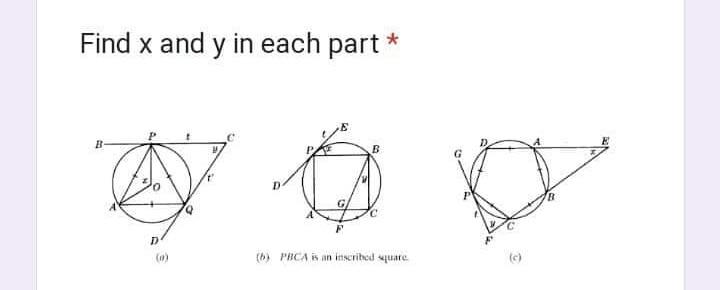 Solved Find x and y in each part * (b) PBCA is an itnorited | Chegg.com