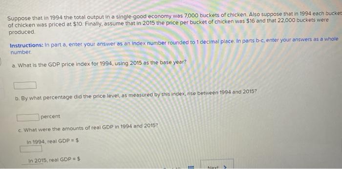 Solved Suppose that in 1994 the total output in a | Chegg.com