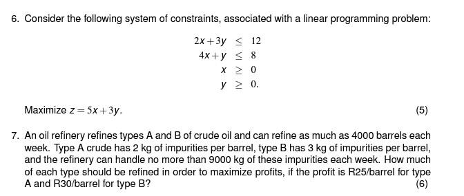 Solved Consider the following system of constraints, | Chegg.com
