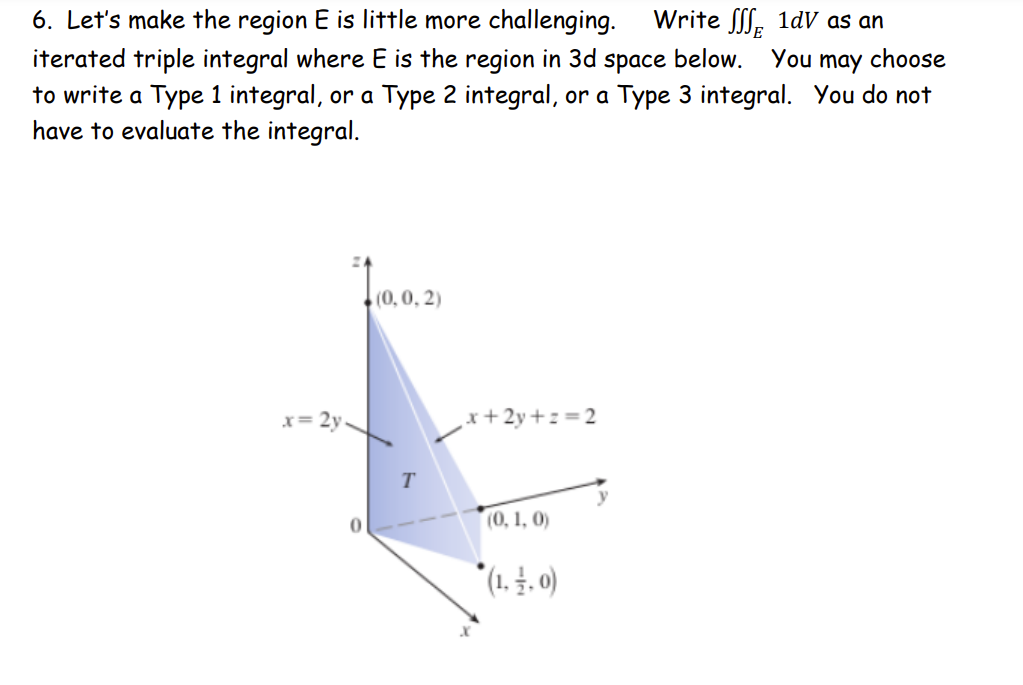 Solved 6.Let’s make the region E is little more challenging. | Chegg.com