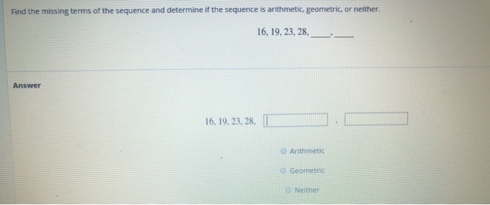 Solved Find the missing terms of the sequence and determine | Chegg.com