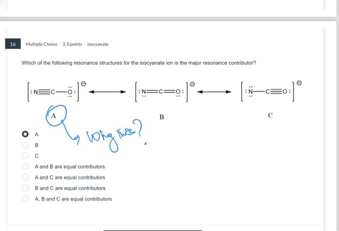 Solved Which of the following resonance structures for the | Chegg.com