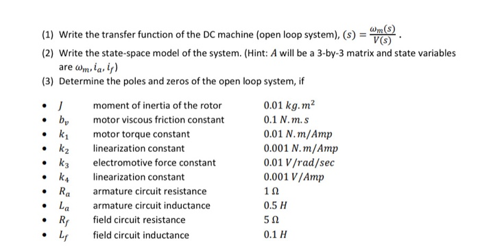 Solved For the shunt-field DC motor, equations of the | Chegg.com
