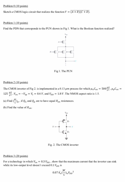 Solved Problem 0 (10 points) Sketch a CMOS logic circuit | Chegg.com