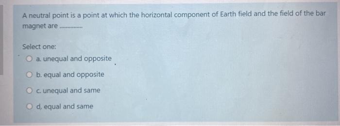 Solved A neutral point is a point at which the horizontal | Chegg.com