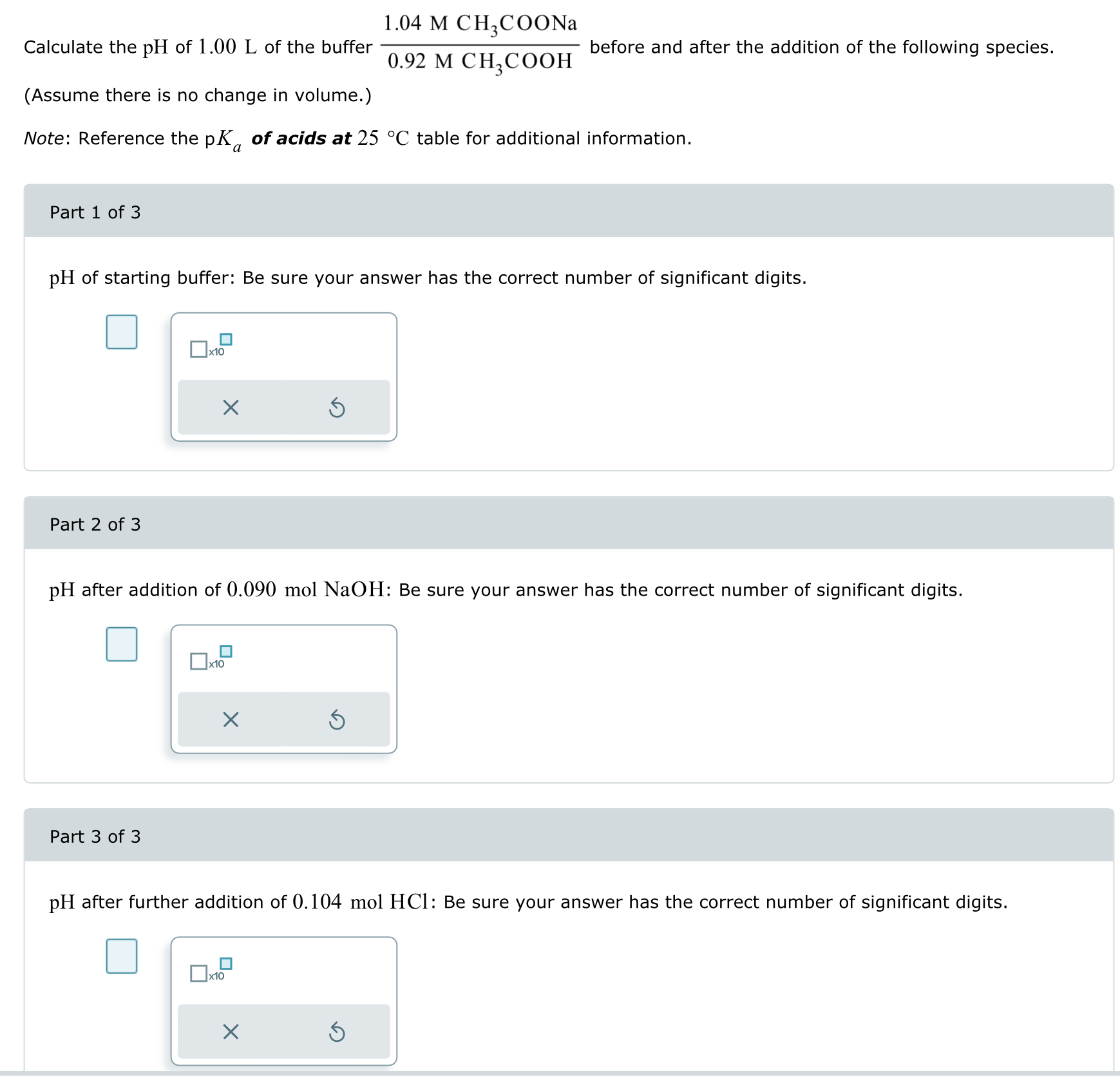Solved Calculate the pH ﻿of 1.00L ﻿of the buffer | Chegg.com
