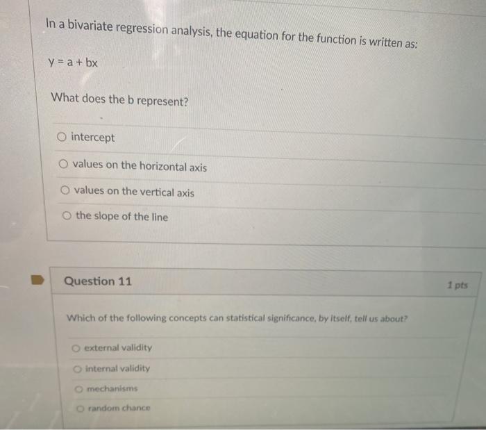 Solved In a bivariate regression analysis, the equation for | Chegg.com