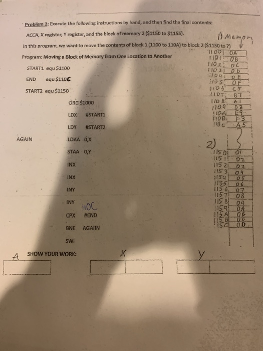 Solved Problem 1: Execute the following instructions by | Chegg.com