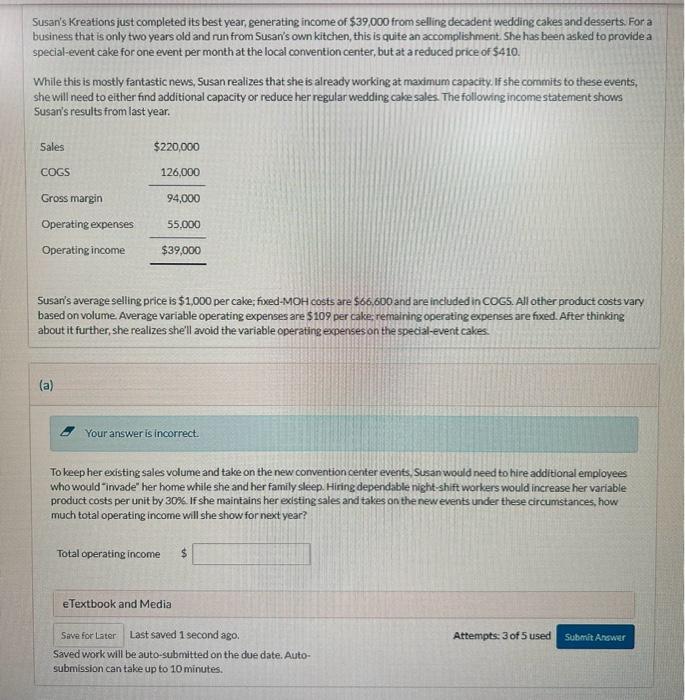 Solved Susan's Kreations just completed its best year, | Chegg.com