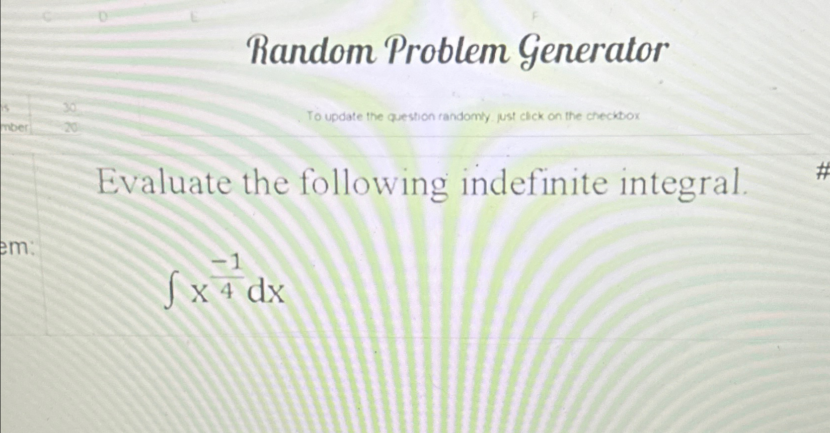Solved Random Problem GeneratorTo update the question | Chegg.com
