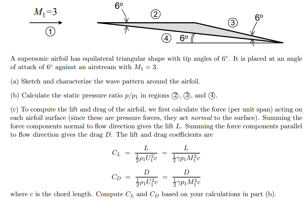 Solved A supersonic airfoil has equilateral triangular shape | Chegg.com