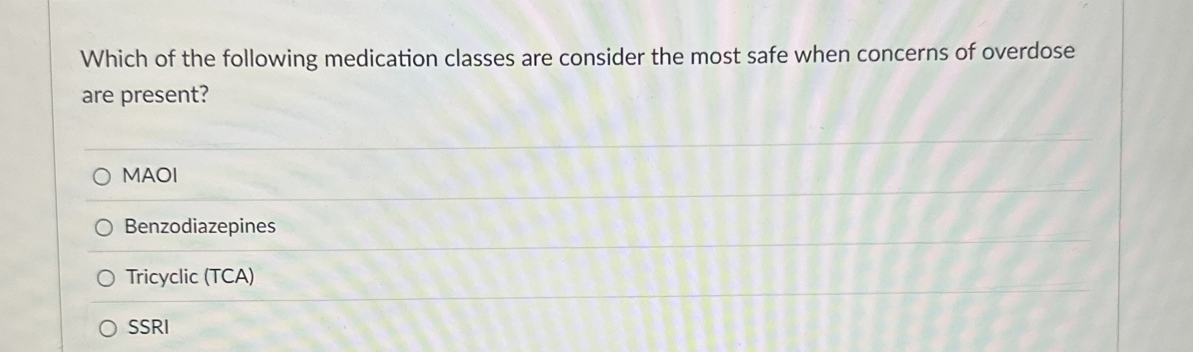 Solved Which of the following medication classes are | Chegg.com
