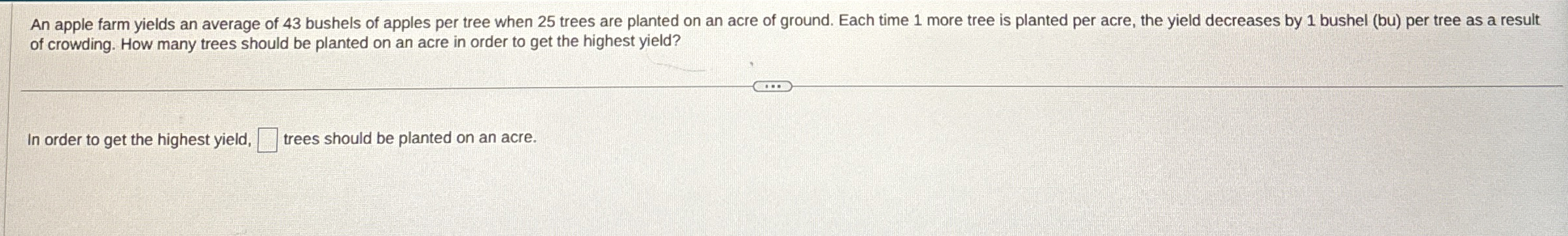 Solved An apple farm yields an average of 43 ﻿bushels of | Chegg.com