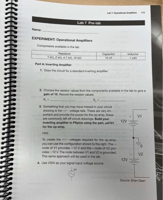 EXPERIMENT: Operational Amplifiers Components | Chegg.com