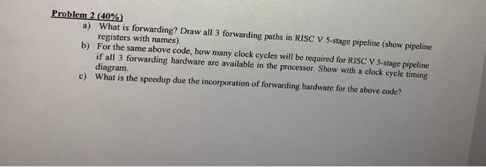 Solved Problem 2 (40\%) a) What is forwarding? Draw all 3 | Chegg.com