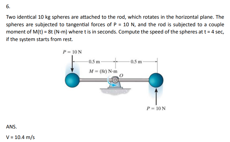 Solved Two identical 10kg ﻿spheres are attached to the rod, | Chegg.com