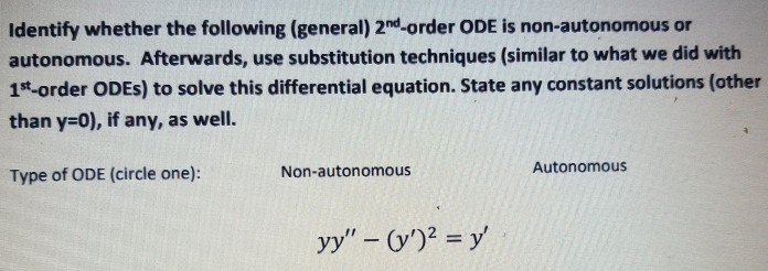 Identify whether the following (general) 2nd-order | Chegg.com