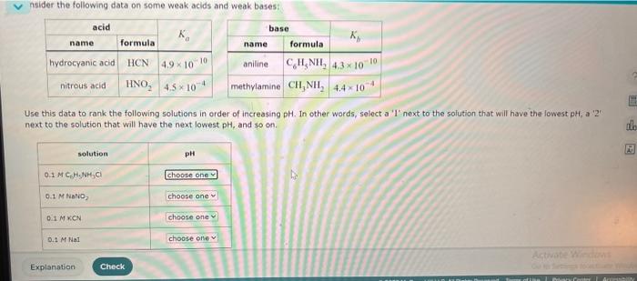 Solved nsider the following data on some weak acids and weak | Chegg.com