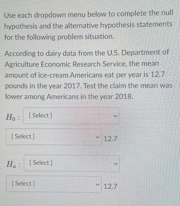 Solved Use each dropdown menu below to complete the null | Chegg.com