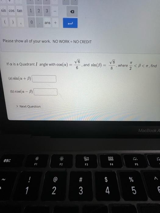 Solved Please show all of your work. NO WORK = NO CREDIT If | Chegg.com