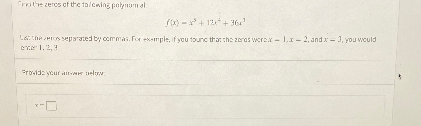 Solved Find the zeros of the following | Chegg.com