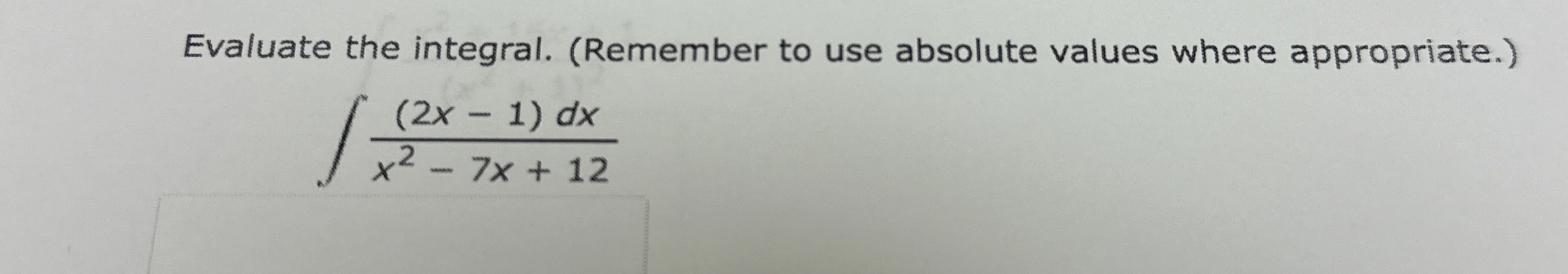 Solved Evaluate the integral. (Remember to use absolute | Chegg.com
