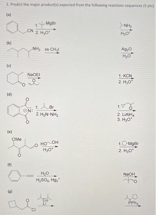 Solved 1. Predict the major product(s) expected from the | Chegg.com