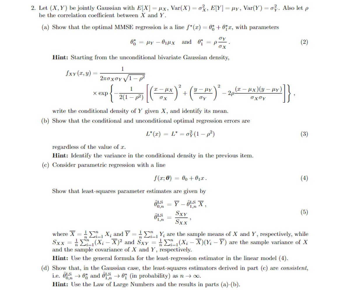 Solved Let (x,Y) ﻿be jointly Gaussian with | Chegg.com