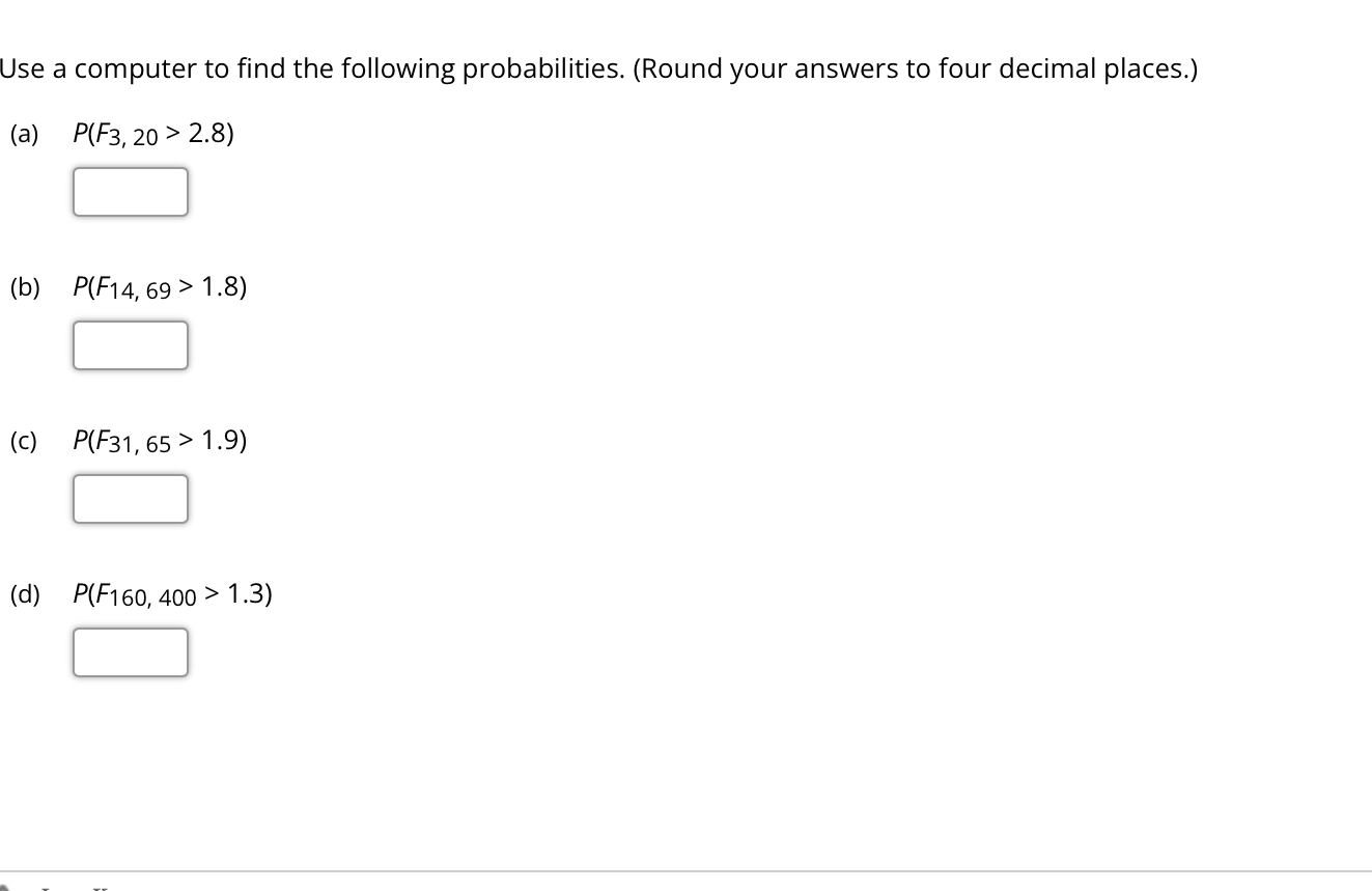 Solved Use a computer to find the following probabilities. | Chegg.com