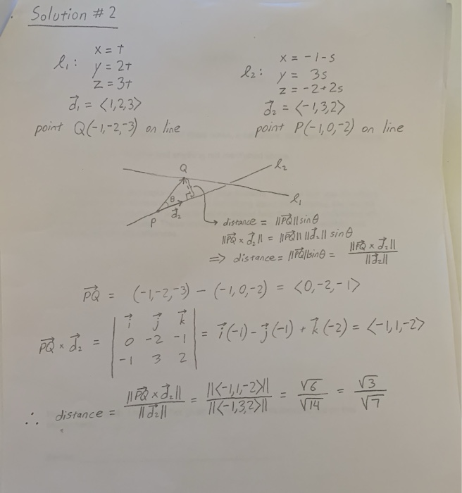 Solved Find the minimum distance between 2 lines.please | Chegg.com