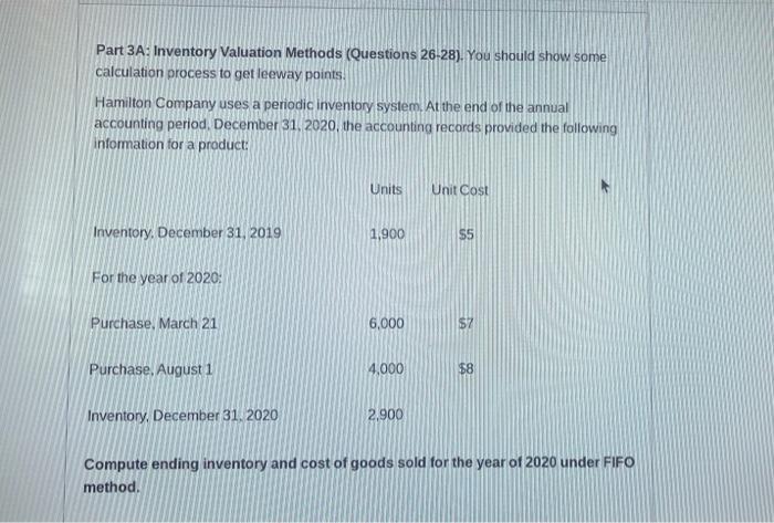 Solved Part 3A: Inventory Valuation Methods (Questions | Chegg.com