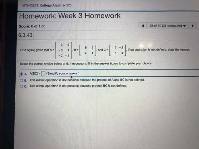 Solved MTH/220T: College Algebra (30) Homework: Week 3 | Chegg.com Solved MTH/220T: College Algebra (30) Homework: Week 3 | Chegg.com