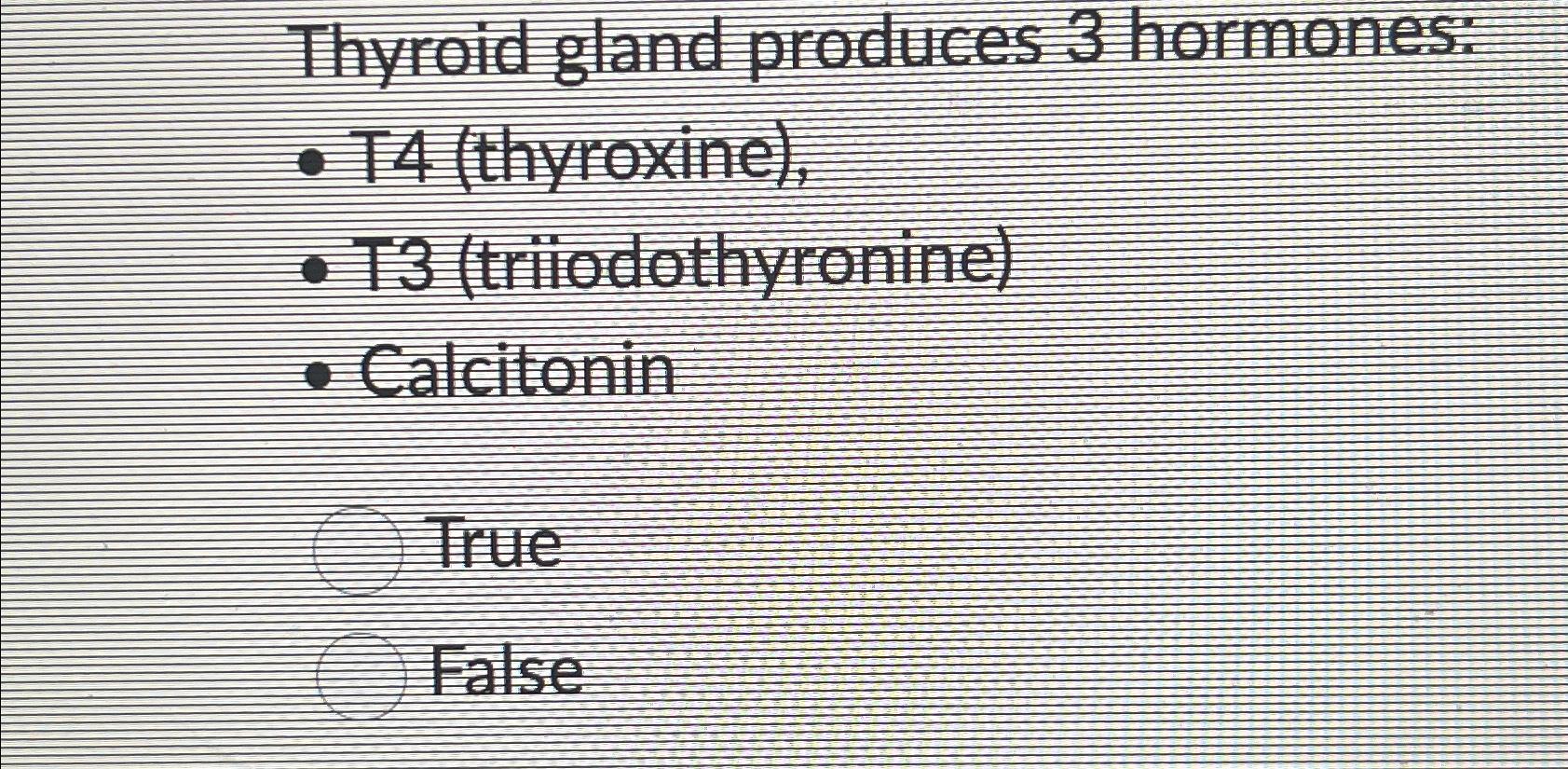 Solved Thyroid gland produces 3 ﻿hormones:T4 (thyroxine),T3 | Chegg.com