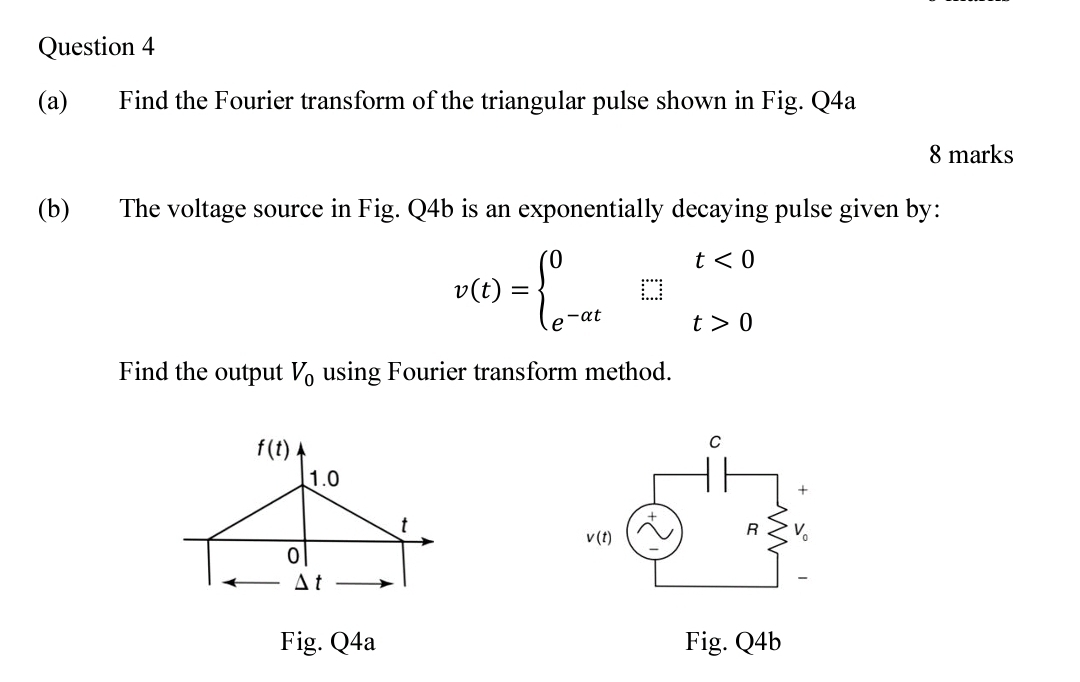 Solved Question 4(a) ﻿Find the Fourier transform of the | Chegg.com