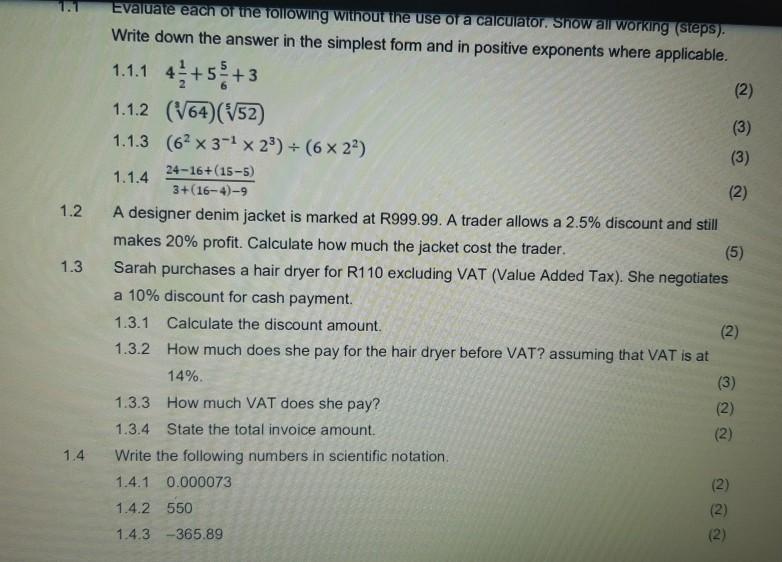 Solved Evaluate each of the following without the use or a | Chegg.com