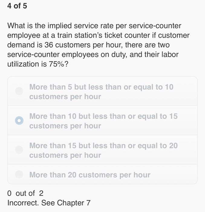 Solved 4 of 5 What is the implied service rate per | Chegg.com