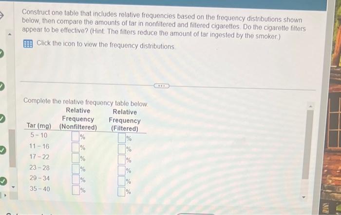 Construct one table that includes relative | Chegg.com