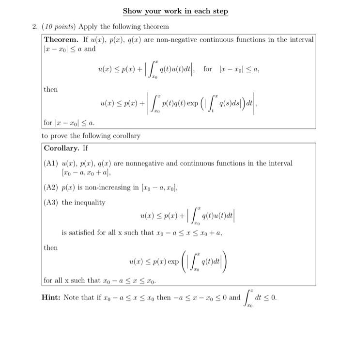 Solved Show your work in each step (10 points) Apply the | Chegg.com