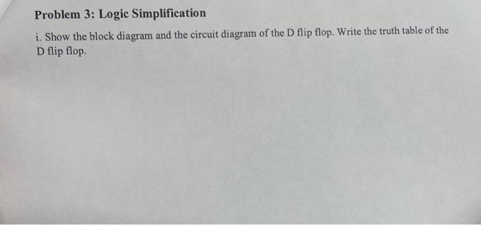 Solved Problem 3: Logic Simplification i. Show the block | Chegg.com