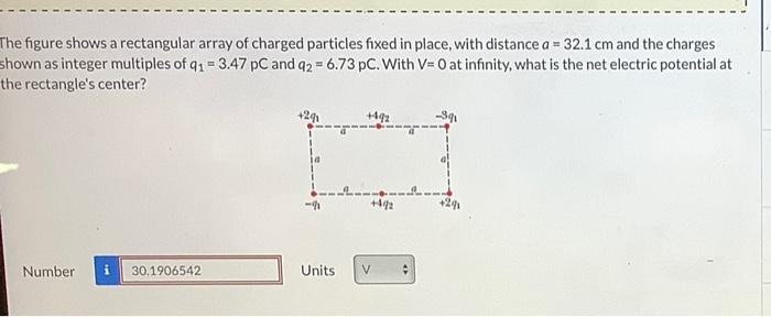 Solved The figure shows a rectangular array of charged | Chegg.com