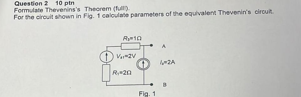 Solved Question 210 ﻿ptnFormulate Thevenins's Theorem | Chegg.com