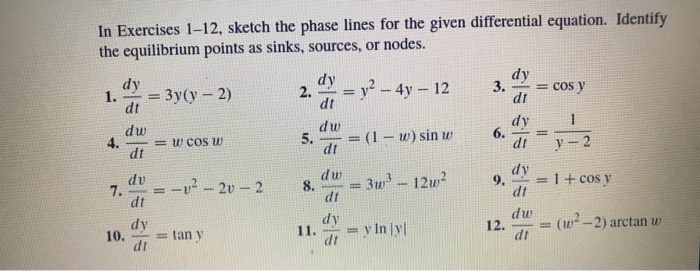 Solved In Exercises 1-12, sketch the phase lines for the | Chegg.com