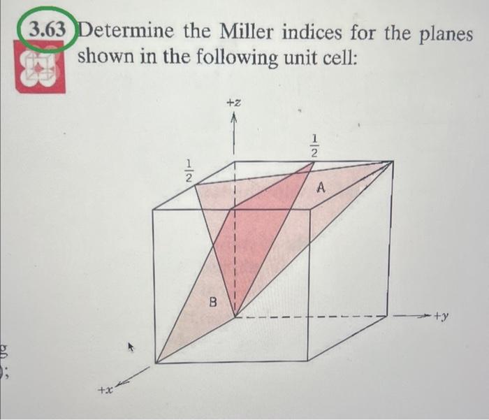 Solved 3.63 Determine the Miller indices for the planes | Chegg.com