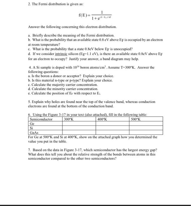 Solved 2. The Fermi distribution is given as: | Chegg.com